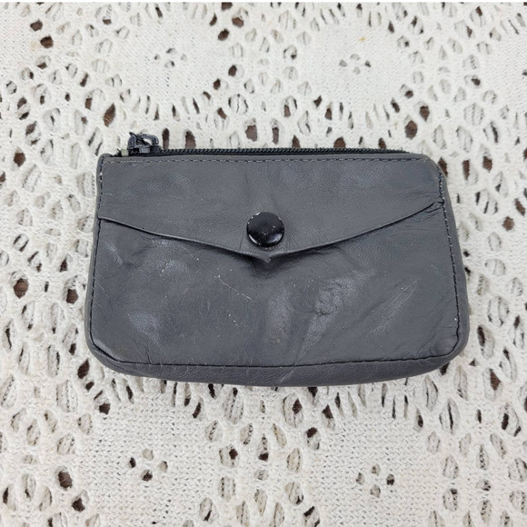 Unbranded | Bags | Vintage 8s Grey Genuine Leather Coin Purse Wallet W ...